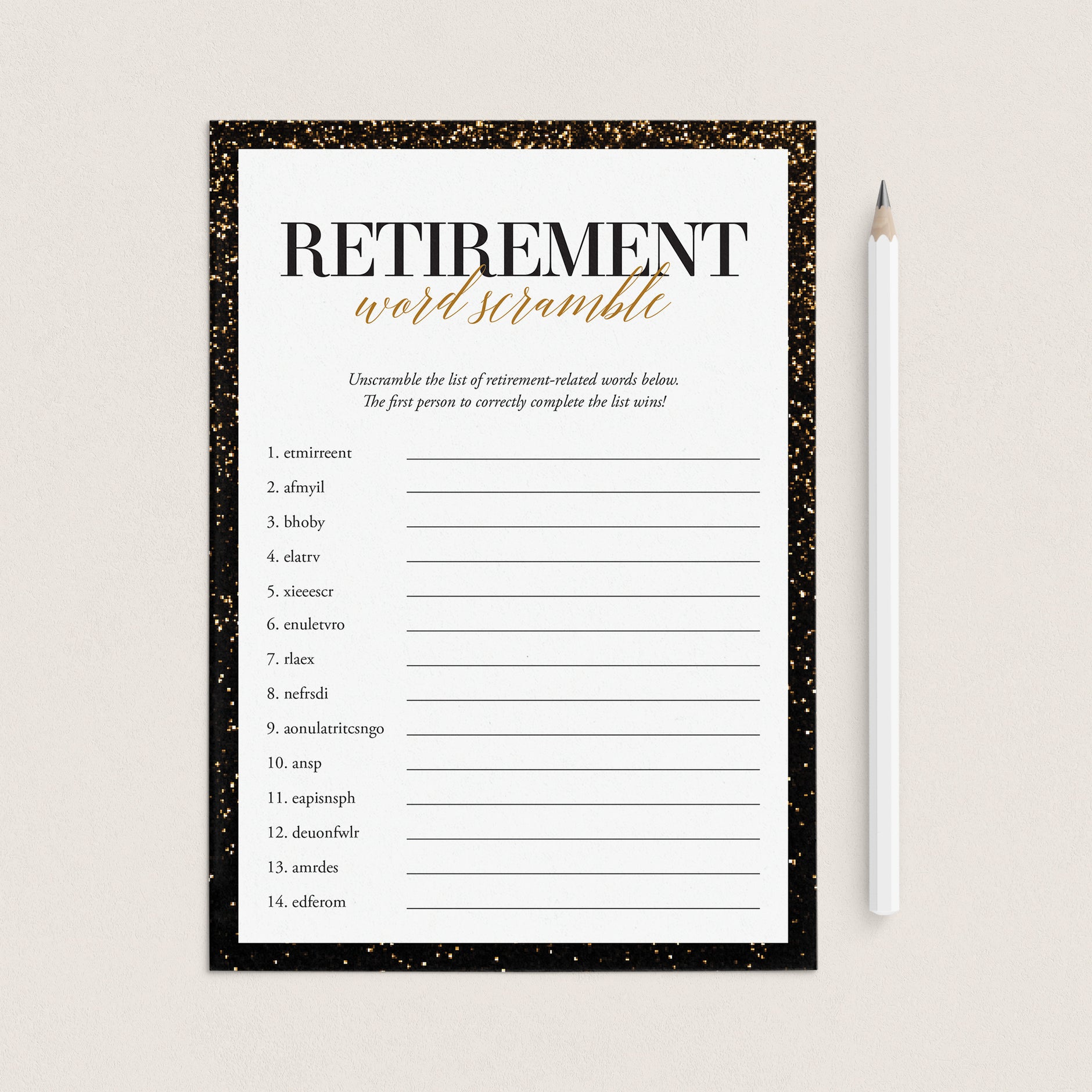 Retirement Word Scramble with Answers Printable – LittleSizzle