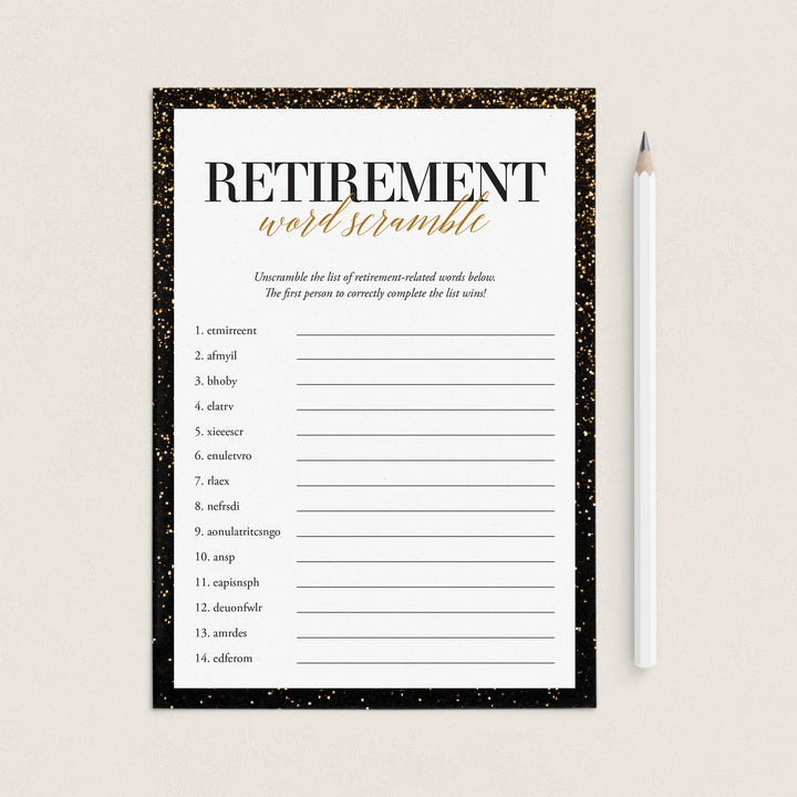 Retirement Word Scramble with Answers Printable – LittleSizzle