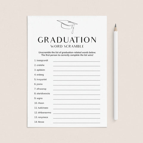 Graduation Word Scramble with Answer Key Printable | Instant Download ...