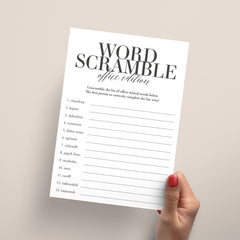 Office Word Scramble Game With Answer Key Printable | Office Party ...