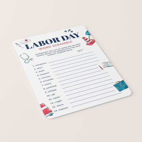 Labor Day Word Scramble with Answer Key Printable – LittleSizzle
