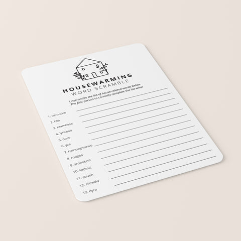 Housewarming Scrambled Words with Answers Printable | Download ...