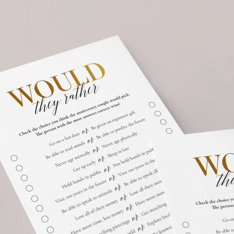 50th Anniversary Party Game Would They Rather | Instant Download ...
