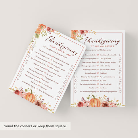 Thanksgiving Games Bundle Printable | Watercolor Floral Pumpkin Autumn ...