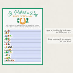 St. Patrick's Day Game Emoji Pictionary | Printable & Virtual Files ...