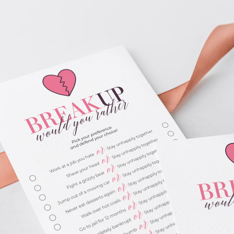 Funny Breakup Party Game Would You Rather | Hilarious Singles Party ...