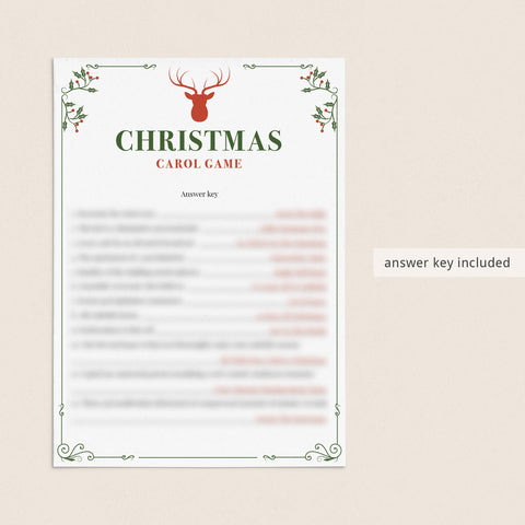 Guess The Christmas Carol Game with Answers Printable | Download ...