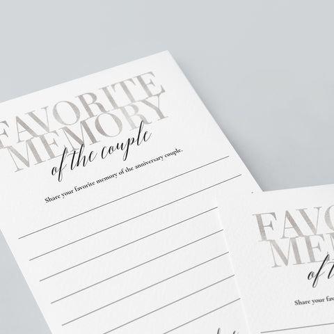 My Favorite Memory of the Anniversary Couple Silver Printable | 25th ...