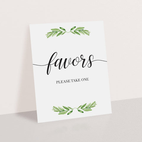 Printable Favors sign for greenery themed party | Instant download ...