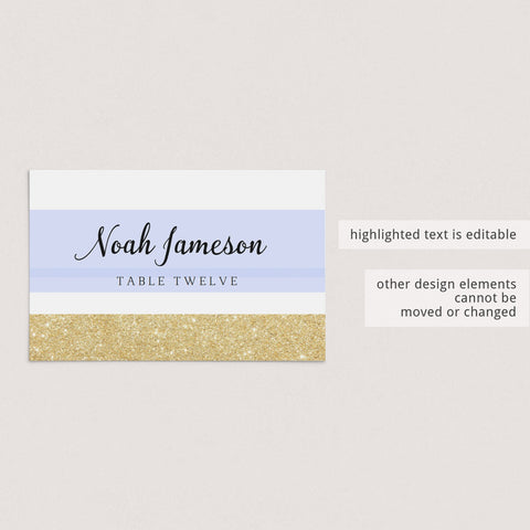 Faux Gold Name Place Cards | Editable PDF Template | Instant download ...