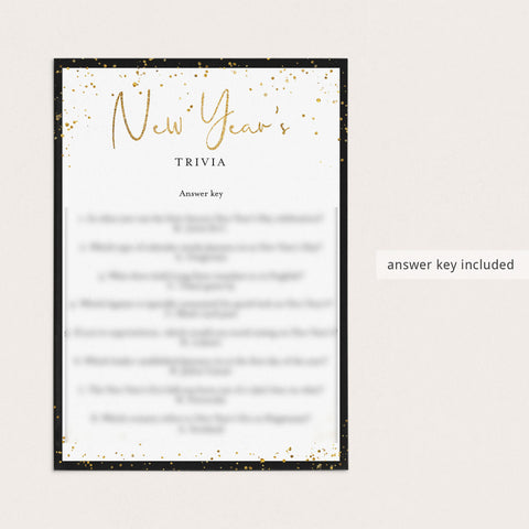 New Years Trivia Game with Answers Printable | Instant Download ...