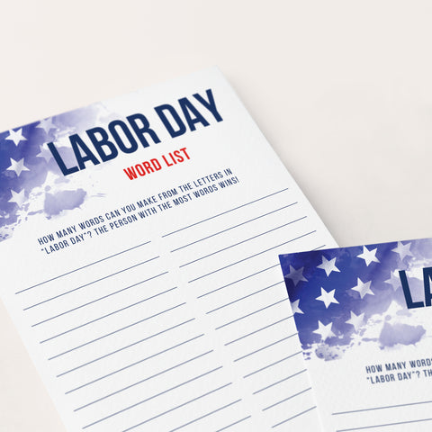 Printable Labor Day Word Game | USA Labor Day Activities – LittleSizzle