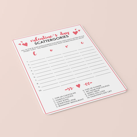 Printable and Virtual Valentine's Day Party Game Scattergories ...