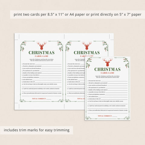 Guess The Christmas Carol Game with Answers Printable | Download ...