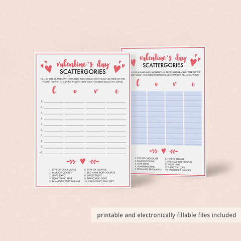 Printable and Virtual Valentine's Day Party Game Scattergories ...