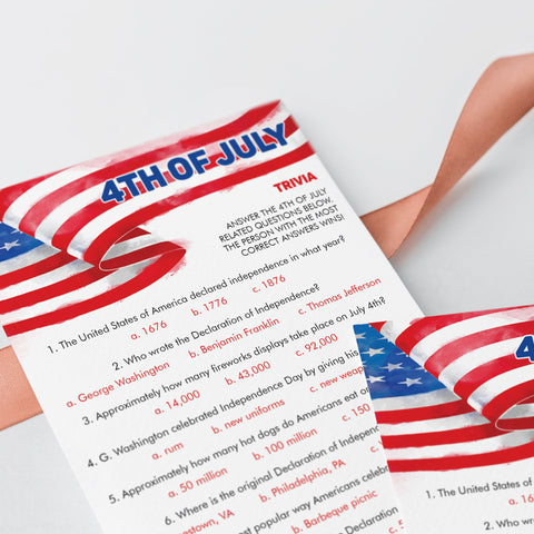 4th of July Trivia | Printable & Virtual | Independence Day Quiz ...